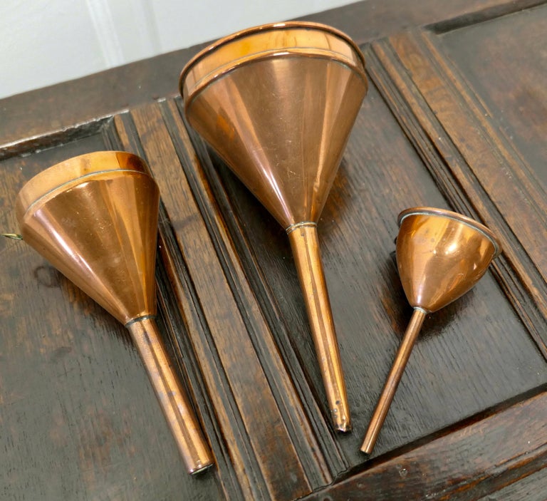 19th Century Copper Ale and Wine Funnel Set A Good Trio the Ale and ...