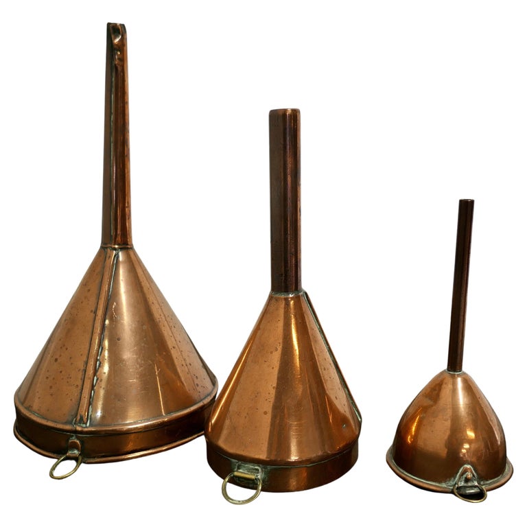 19th Century Copper Ale and Wine Funnel Set A Good Trio the Ale and ...