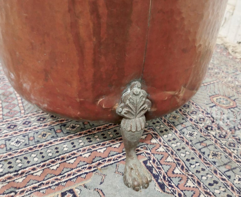 19th Century Copper Coal Bucket on Brass Feet For Sale at 1stDibs