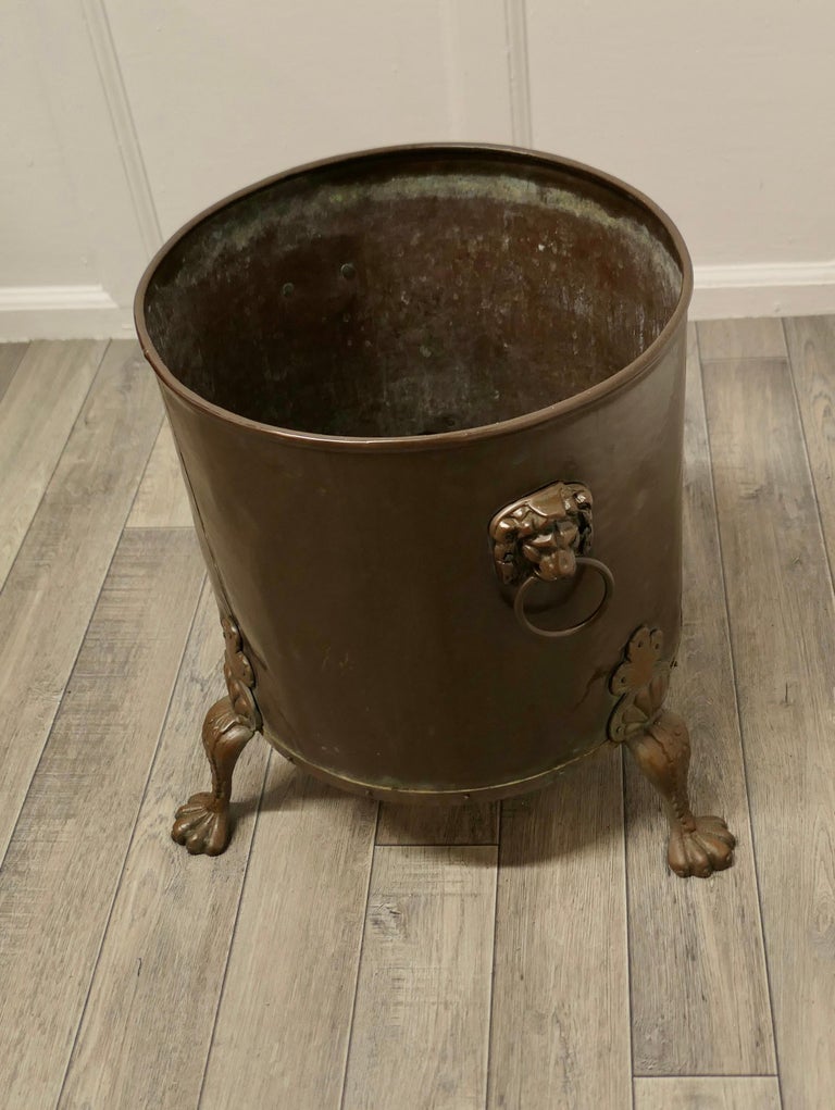 19th Century Copper Coal or Log Bucket on Lions Paw Feet For Sale at ...