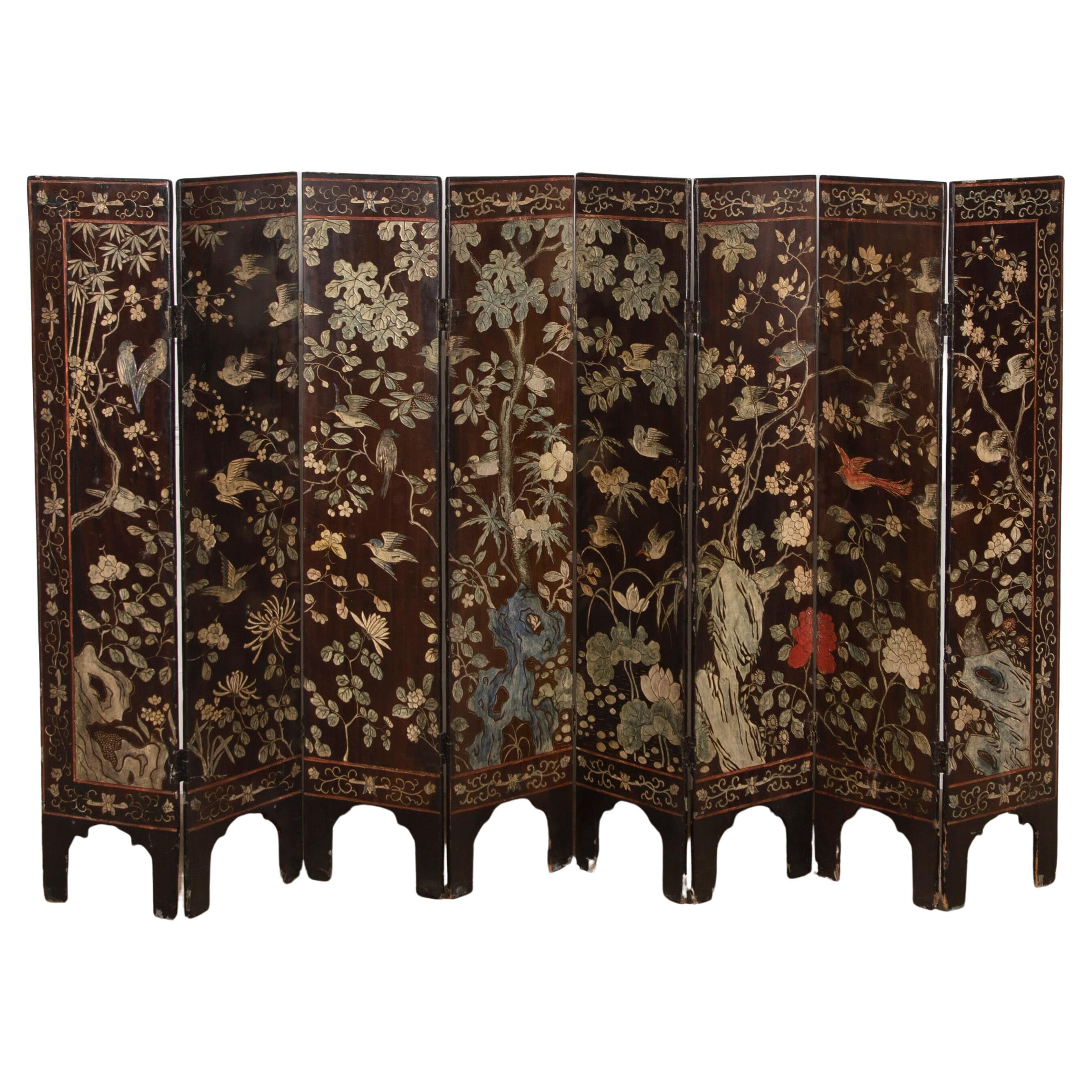 19th Century Chinese Gilded Hand Carved Asian Screen at 1stDibs