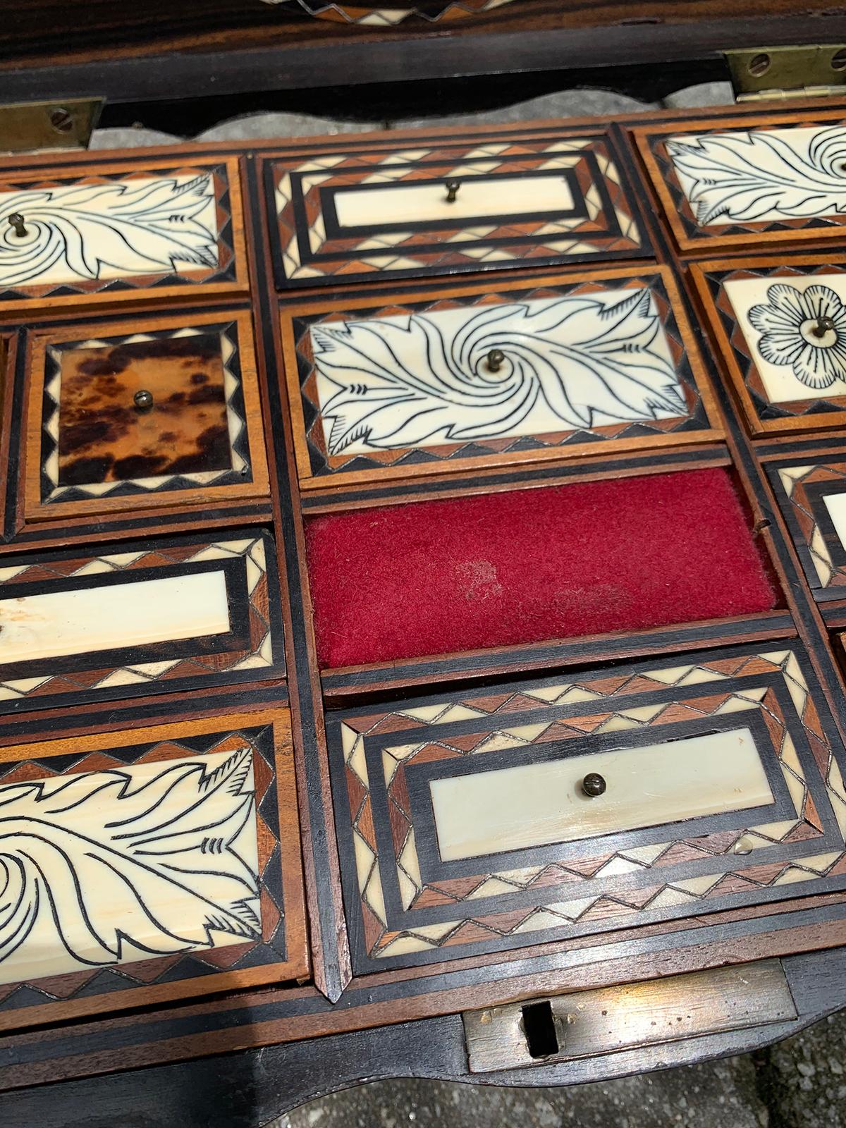 19th Century Coromandel Wood Work Box with Inlaid Elephant Design at ...