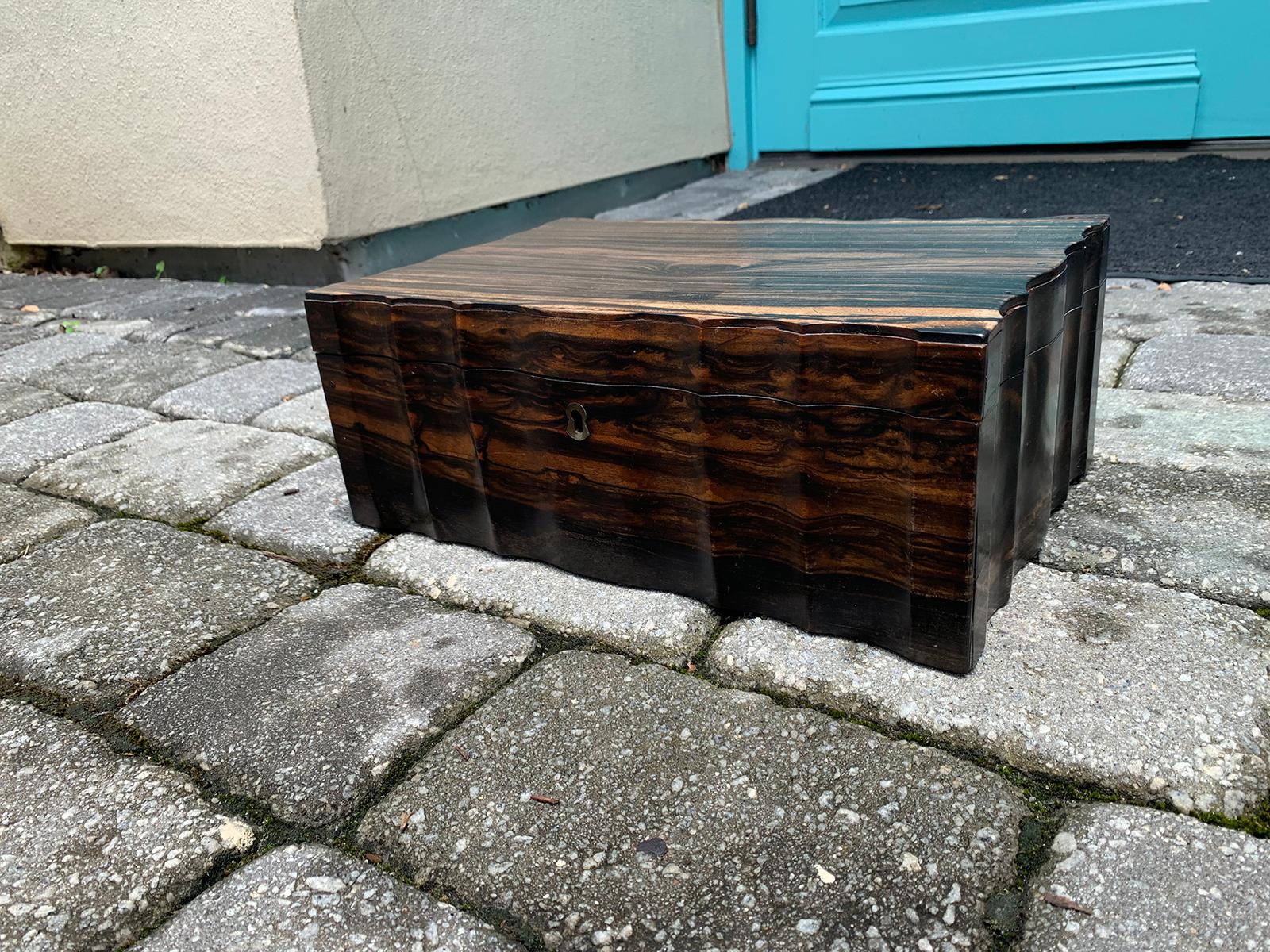 19th Century Coromandel Wood Work Box with Inlaid Elephant Design at ...