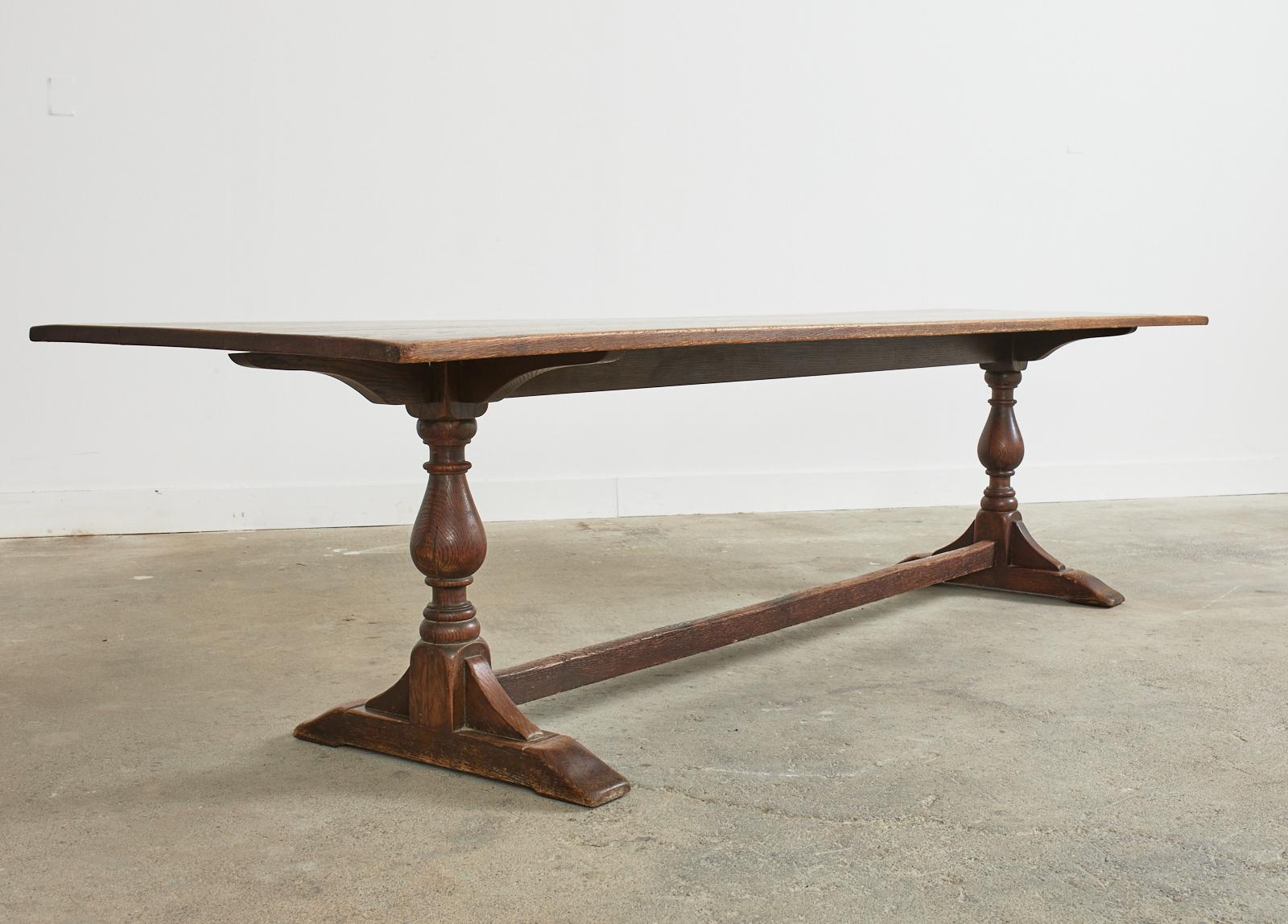 19th Century Country English Oak Farmhouse Trestle Dining Table at 1stDibs