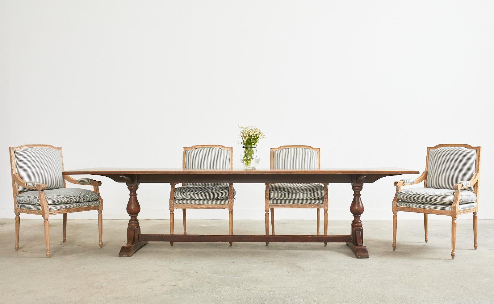 19th Century Country English Oak Farmhouse Trestle Dining Table at 1stDibs