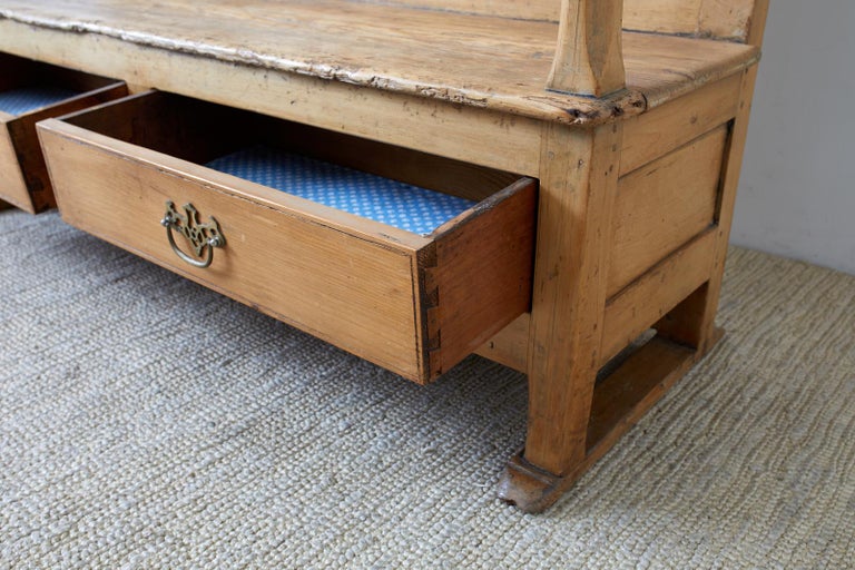 19th Century Country English Pine Paneled Hall Settle Bench at 1stDibs