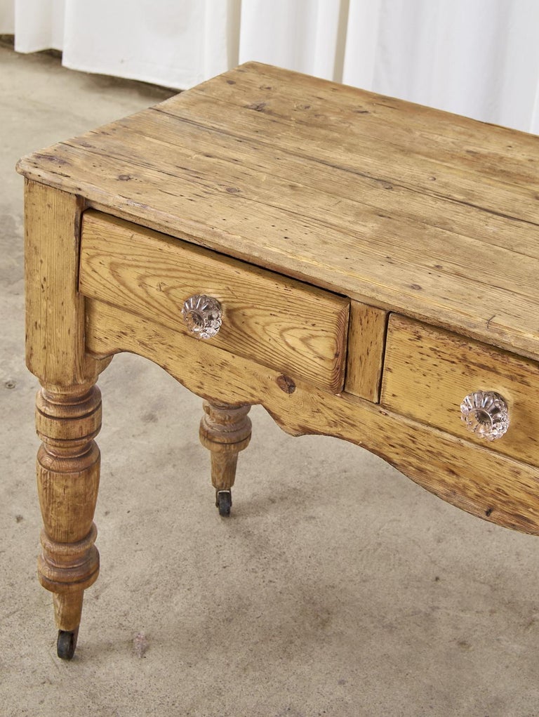 19th Century Country English Provincial Pine Console Table Server For ...
