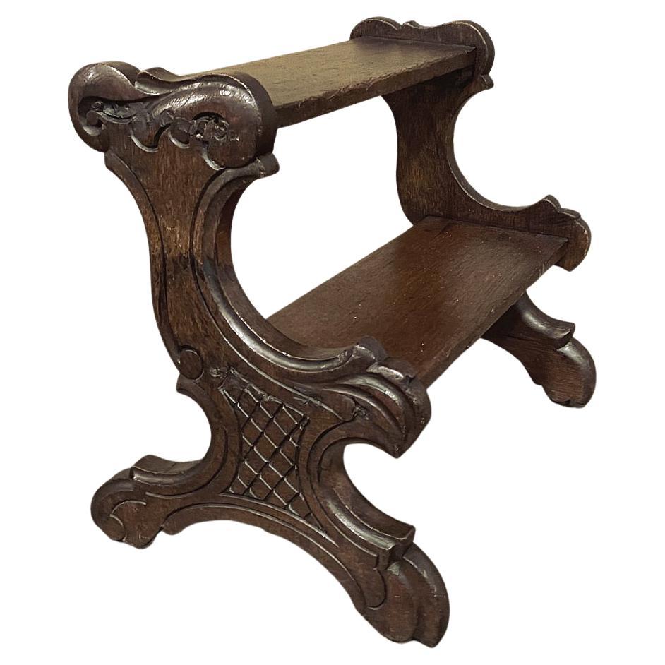 Mid-Century French Louis XIII Carved Walnut and Brass Spiral Library ...