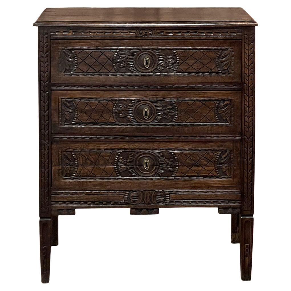 19th century French Chest End Table Louis XVI Carved Oak Laurel Wreath ...