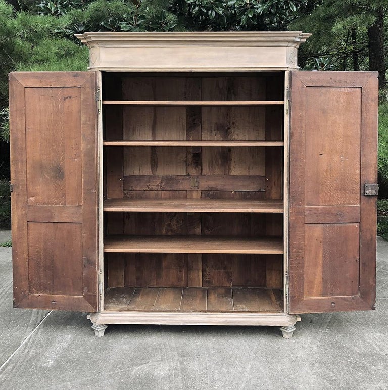 19th Century Country French Neoclassical Whitewashed Armoire at 1stDibs