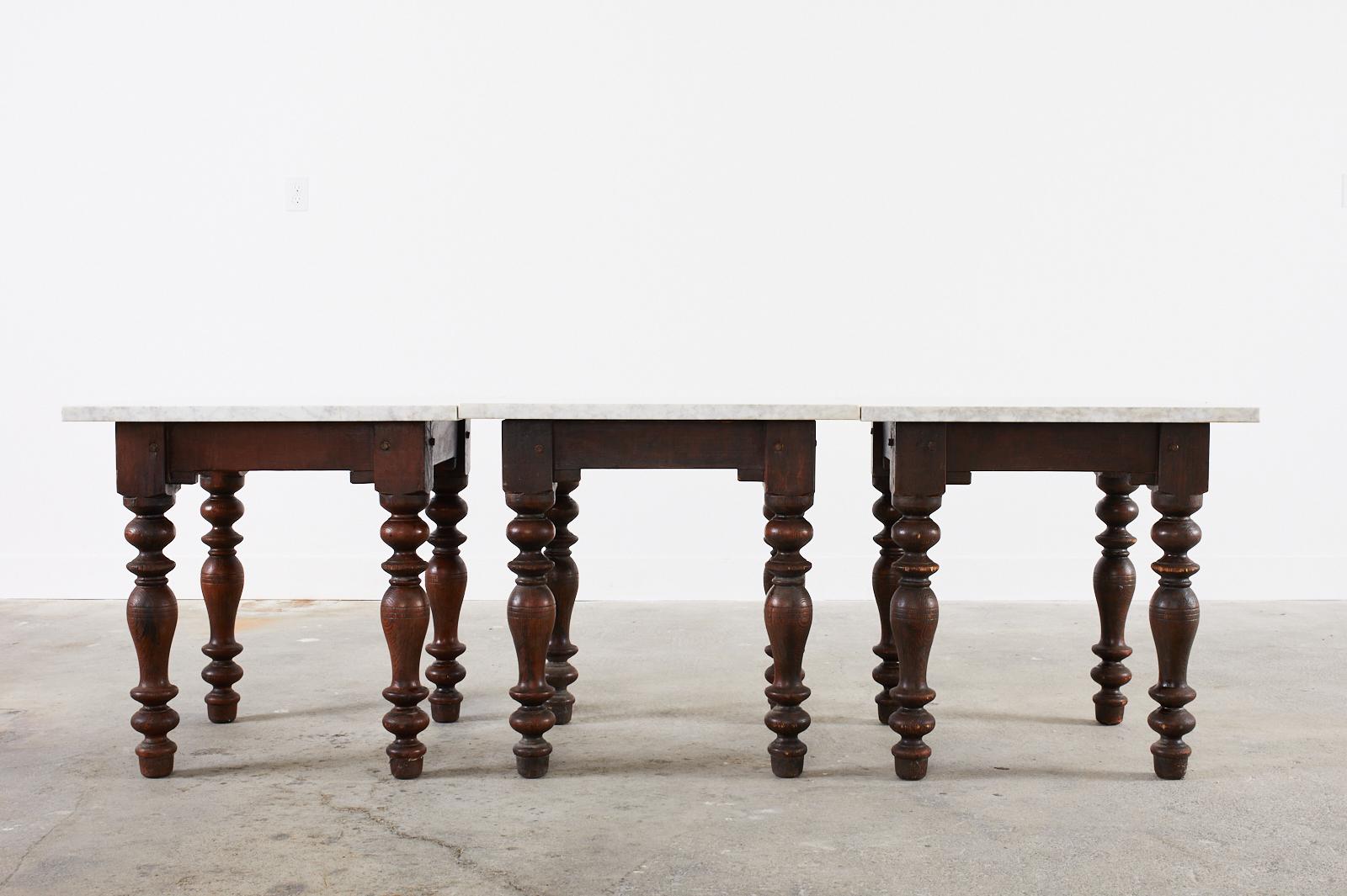 19th Century Country French Trio Marble Top Pastry Tables at 1stDibs