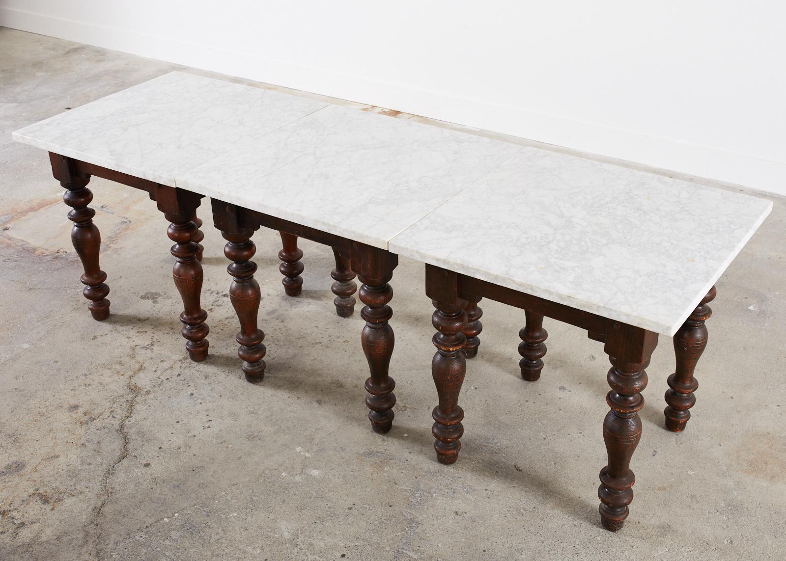 19th Century Country French Trio Marble Top Pastry Tables at 1stDibs