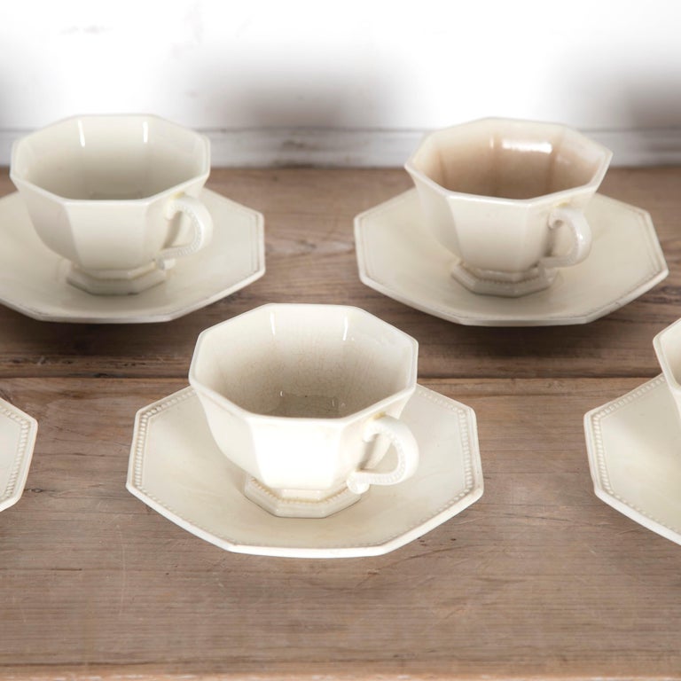 19th Century Creamware Tea Cups and Saucers at 1stDibs