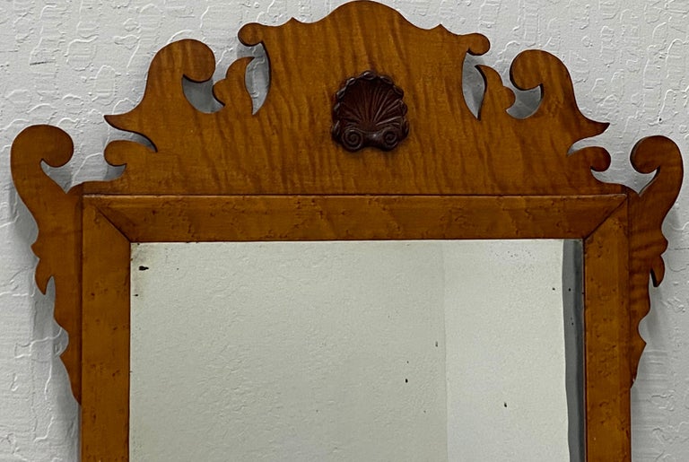 19th Century Curly Maple Framed Mirror, circa 1890 at 1stDibs