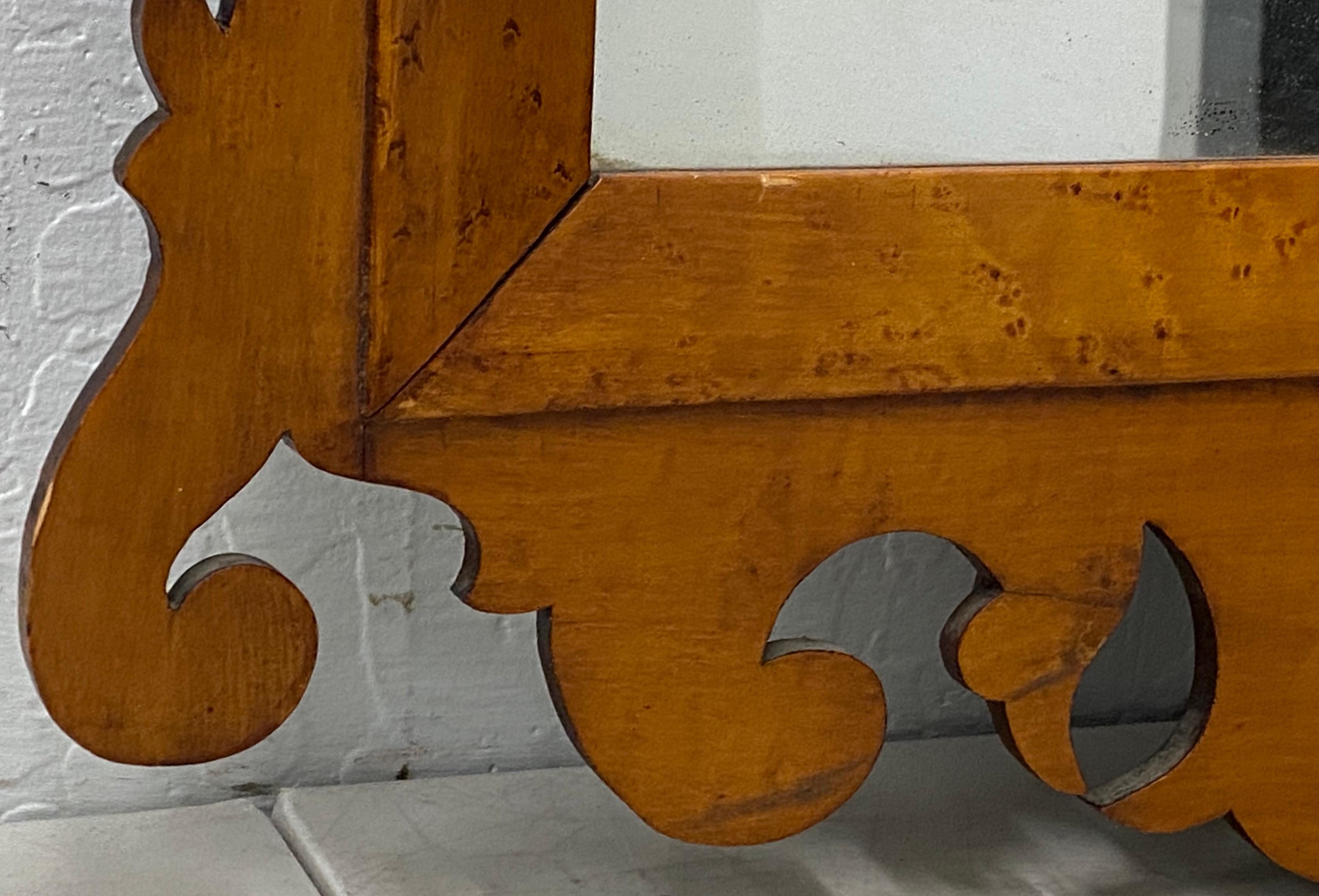 19th Century Curly Maple Framed Mirror, circa 1890 at 1stDibs