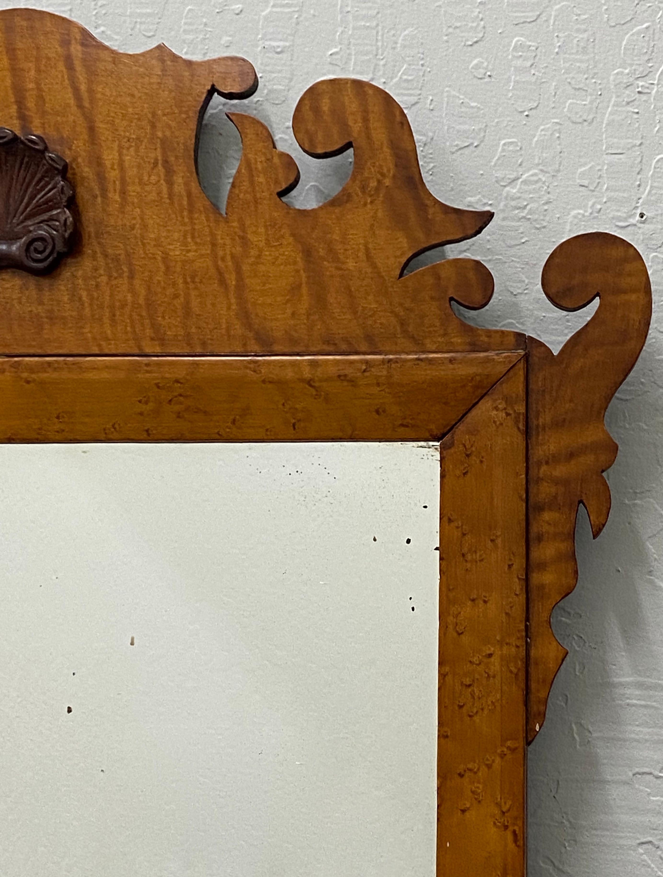 19th Century Curly Maple Framed Mirror, circa 1890 at 1stDibs