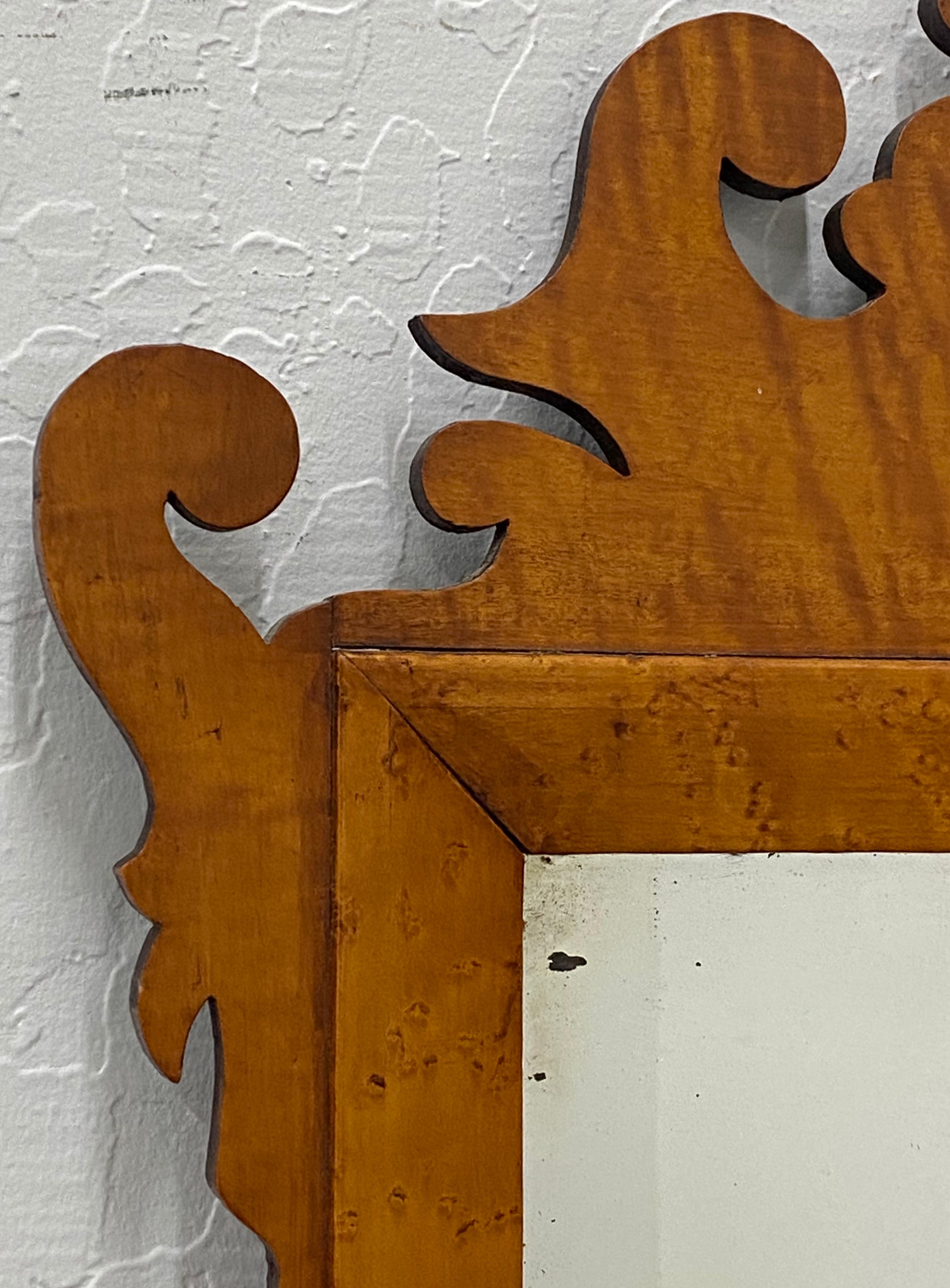 19th Century Curly Maple Framed Mirror, circa 1890 at 1stDibs