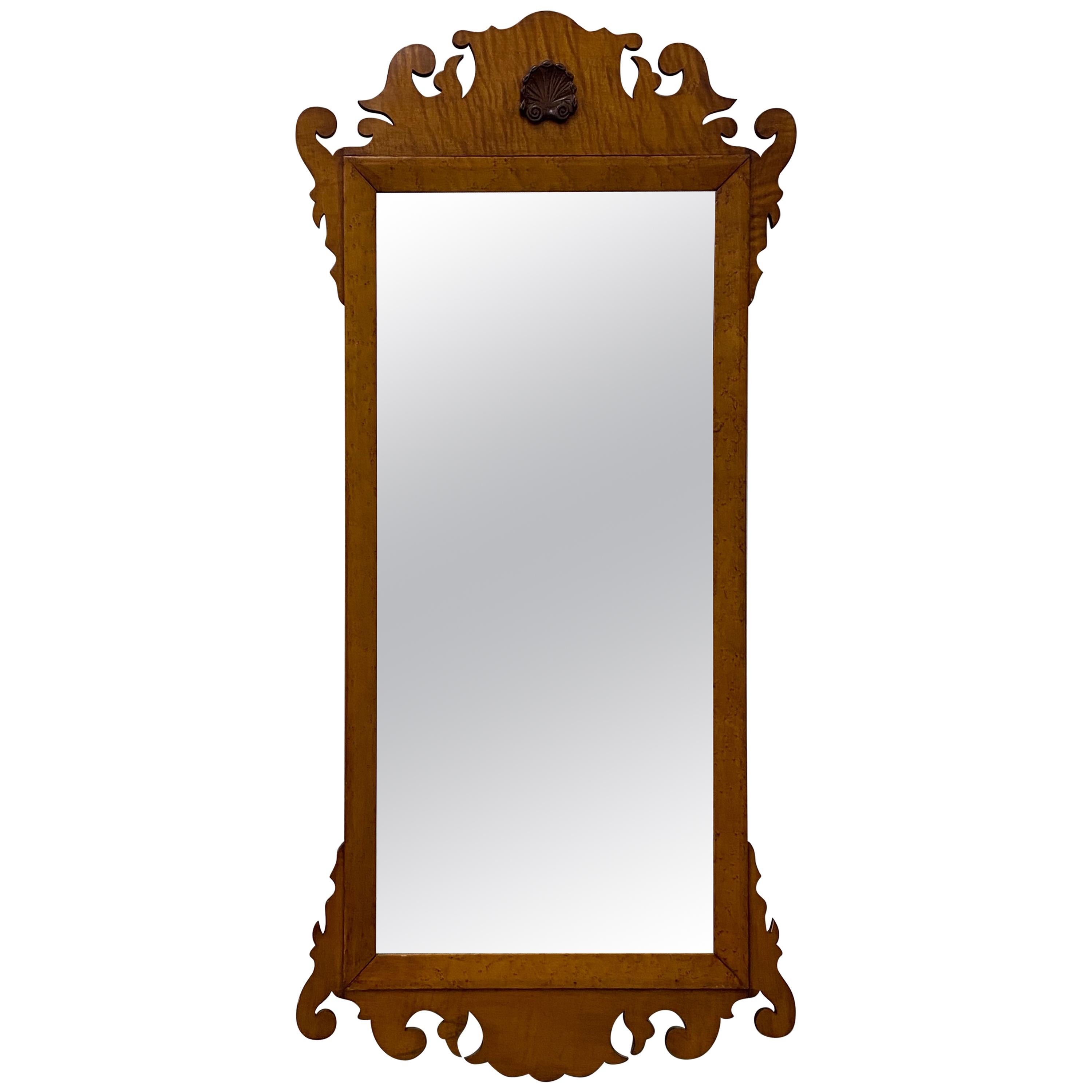19th Century Curly Maple Framed Mirror, circa 1890 at 1stDibs