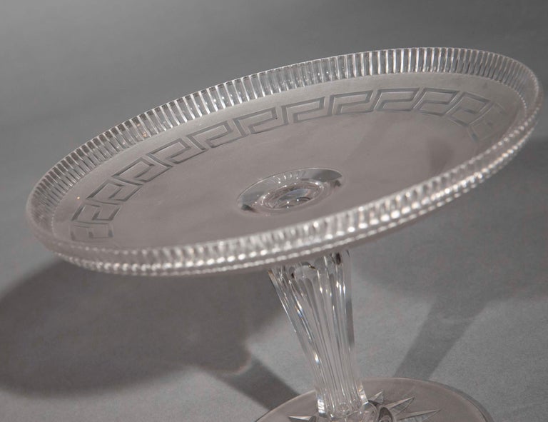 19th Century Cut Glass Tazza with Greek Key Decoration For Sale at 1stDibs