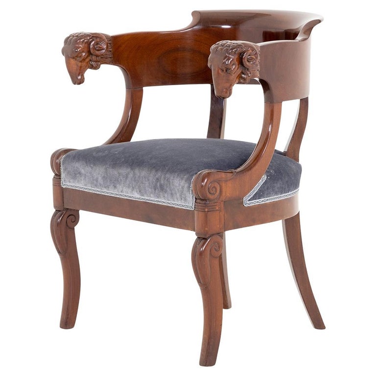 19th Century Dark-Brown German Biedermeier Antique Polished Mahogany ...