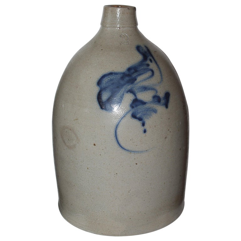 19th Century Decorated Bird Stoneware Jug For Sale at 1stDibs