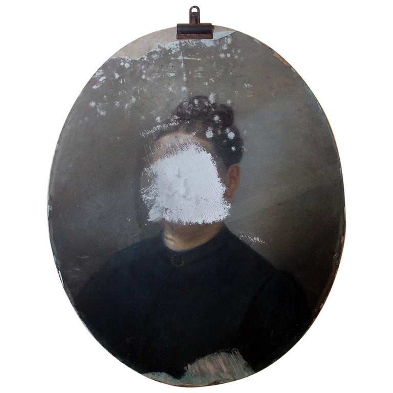 19th Century Defaced French School Oval Pastel Portrait of Lady, circa ...