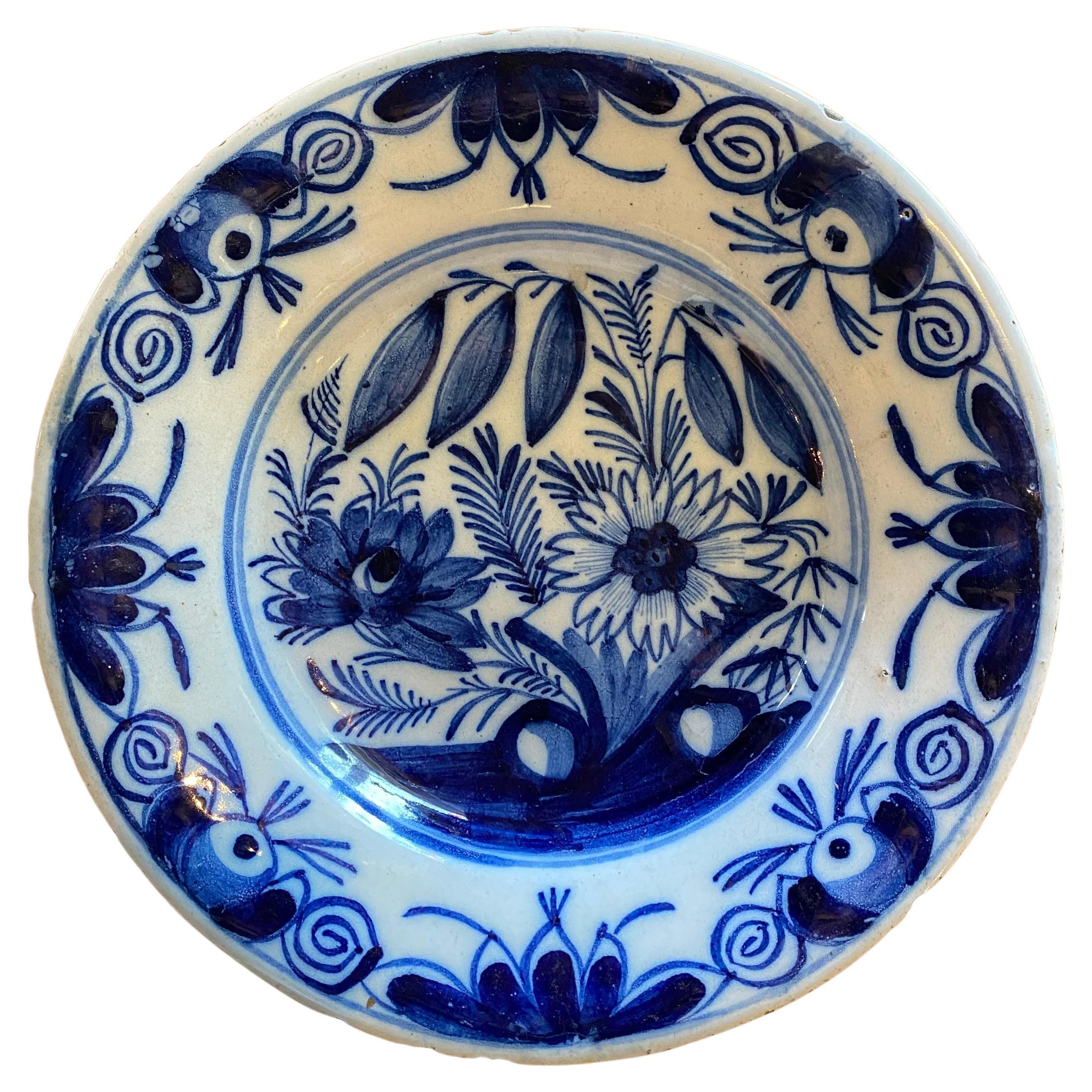 19th Century Delft Plate For Sale at 1stDibs