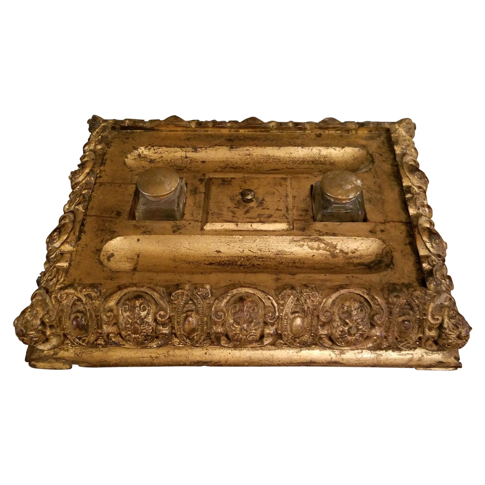 Antique Desk Stand, English, Correspondence Box, Ink Wells, Victorian ...