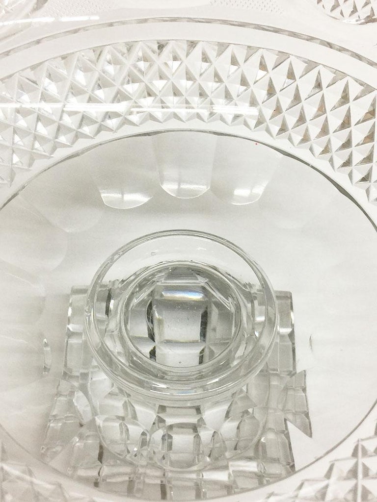 19th Century Diamond Pattern Cut Glass Fruit Bowl Raised on Square Foot ...