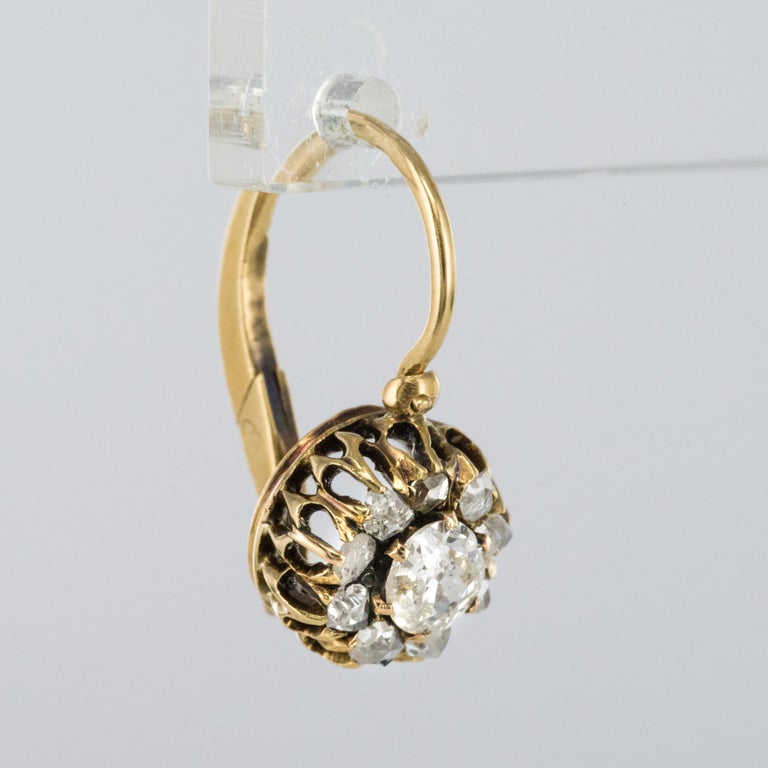 19th Century Diamond Rose Gold Sleepers Earrings at 1stDibs | diamond ...