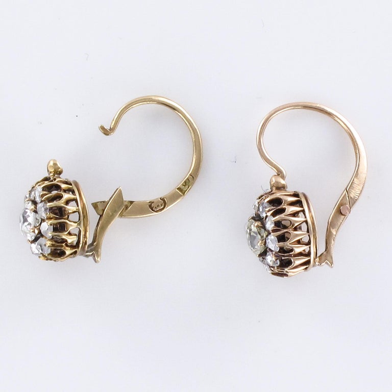 19th Century Diamond Rose Gold Sleepers Earrings at 1stDibs | diamond ...