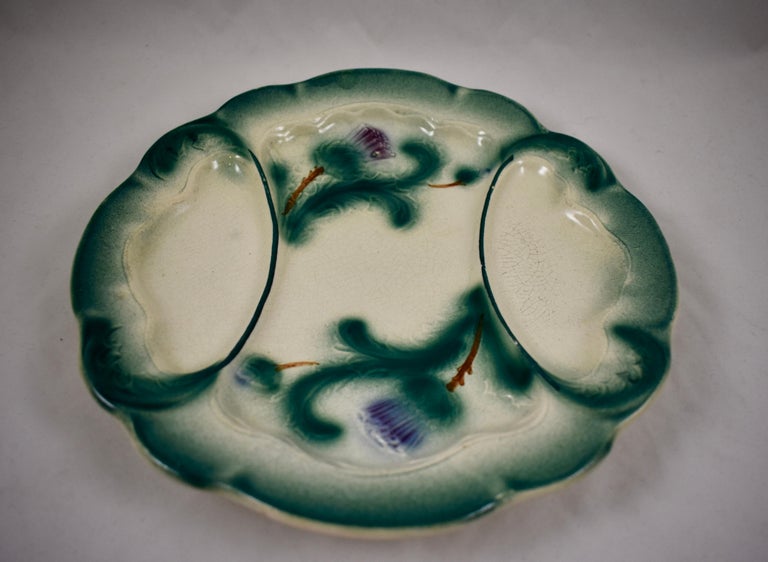 19th Century Digoin French Faïence Barbotine Divided Artichoke Plate ...