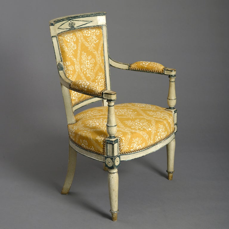 19th Century Directoire Style Painted Fauteuil Armchair at 1stDibs