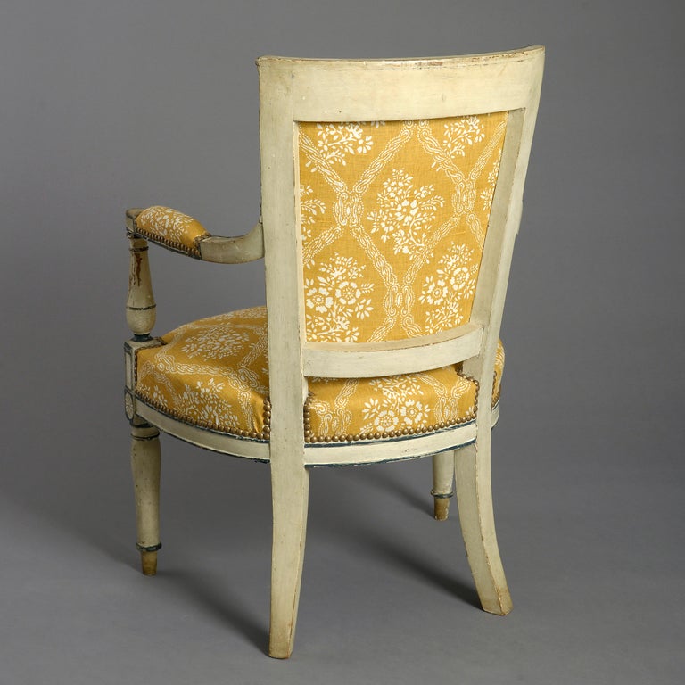 19th Century Directoire Style Painted Fauteuil Armchair at 1stDibs