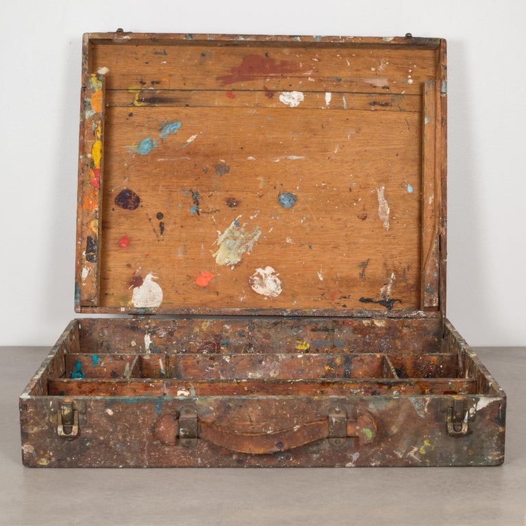 19th Century Distressed Wooden Artist's Paint Box, circa 1890 at ...