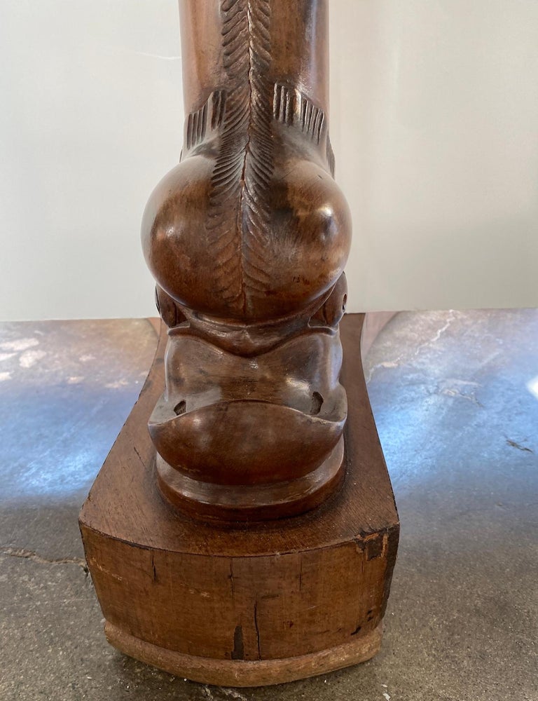 Walnut Dolphin Base Marble Top Center Table For Sale at 1stDibs