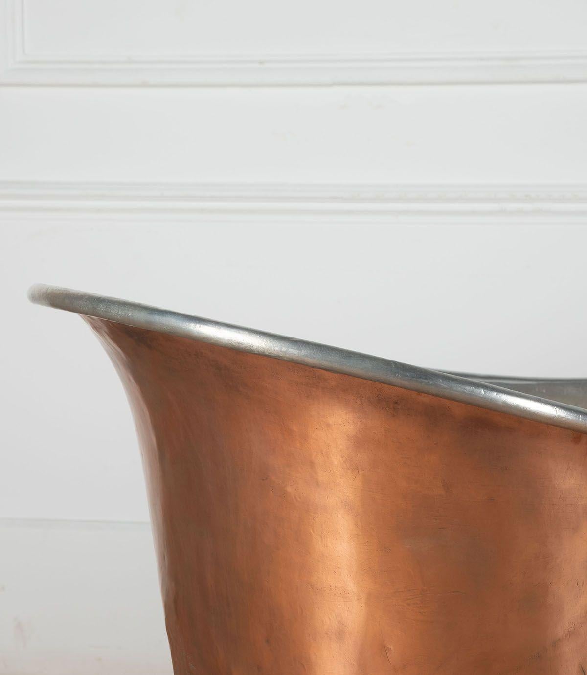 19th Century Double Ended Roll Top Copper Bath For Sale at 1stDibs