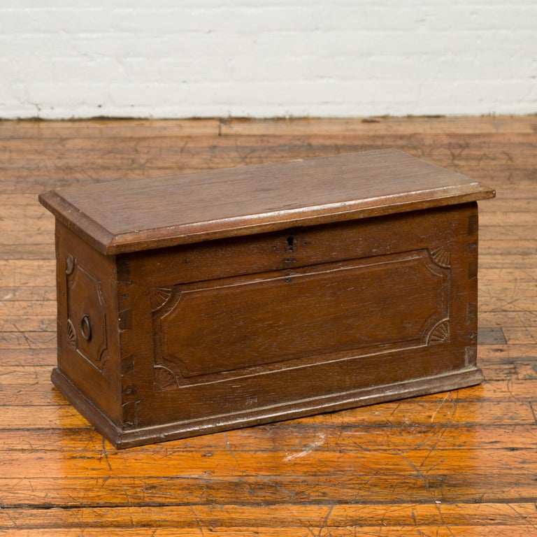 19th Century Dovetailed Wood Treasure Chest from Sumatra with Carved ...