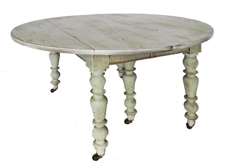 19th Century Drop-Leaf Extending Dining Table French Limed Oak, circa ...