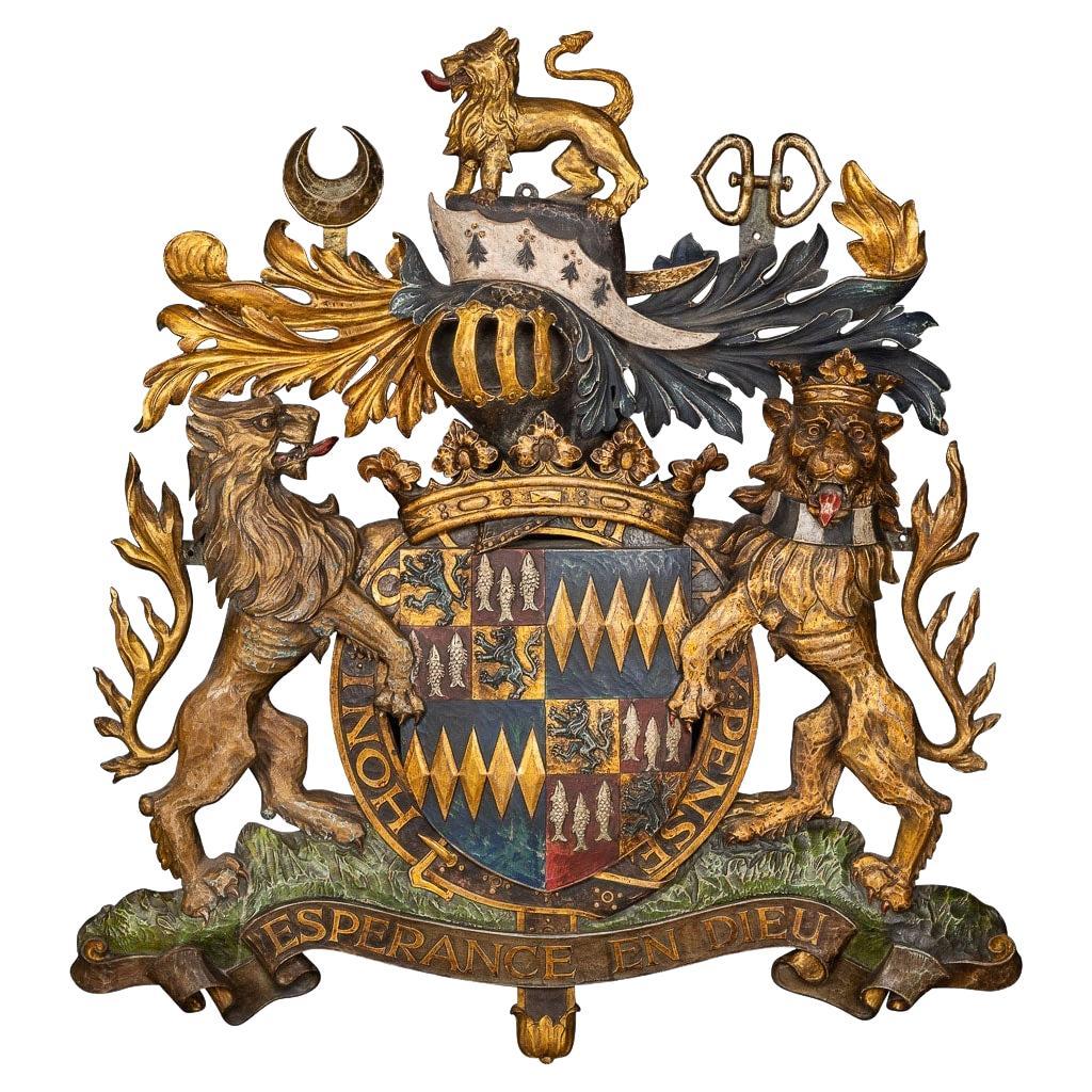 19th Century Duke Of Northumberland Crest, Carved Wood and Painted Wood ...