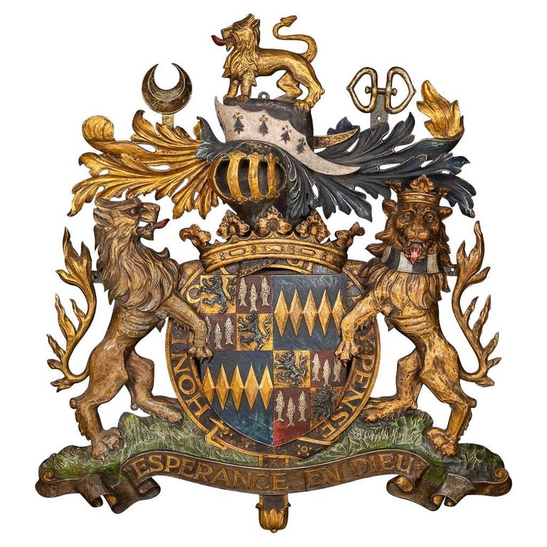 19th Century Duke Of Northumberland Crest, Carved Wood and Painted Wood ...