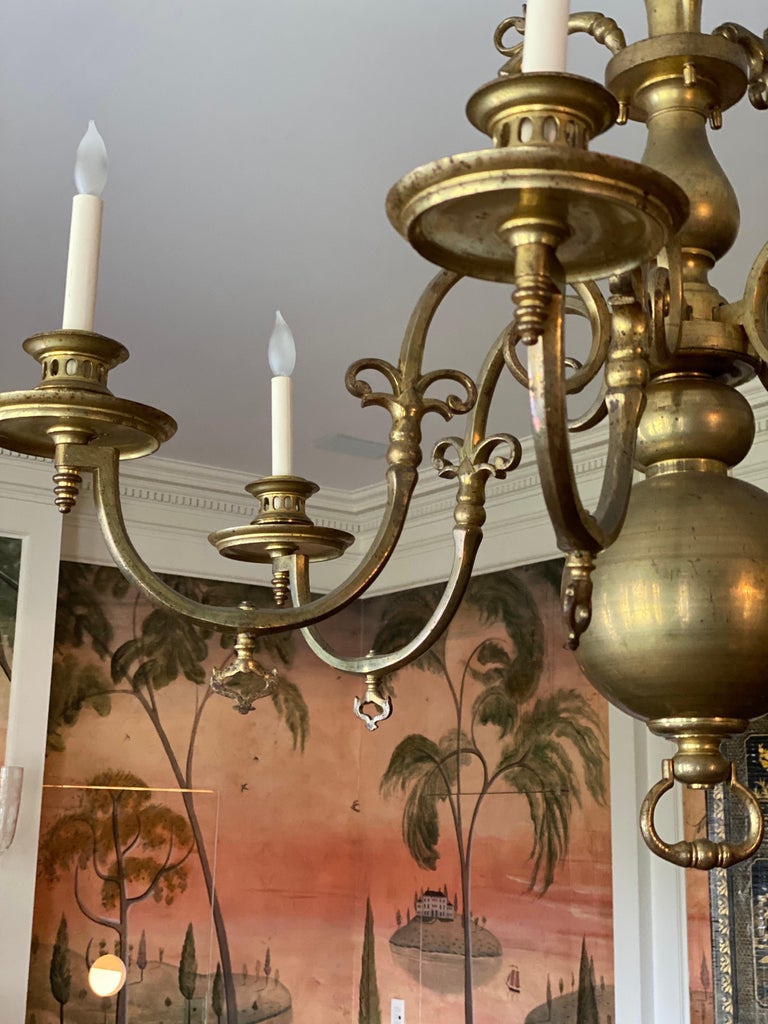 19th Century Dutch Baroque Style Brass Six-Light Chandelier at 1stDibs