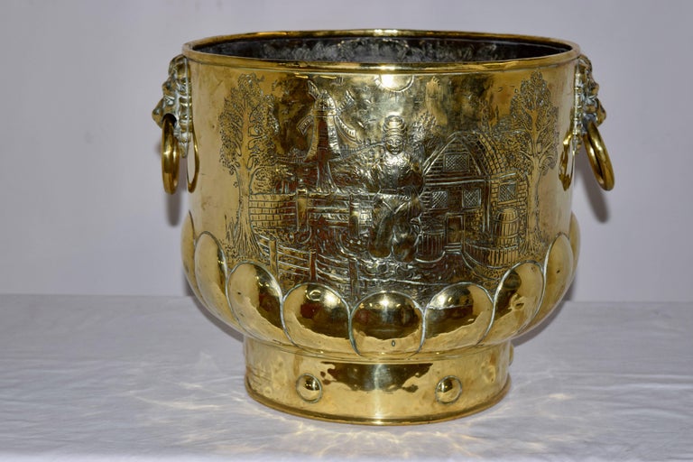 19th Century Dutch Brass Log Bucket at 1stDibs