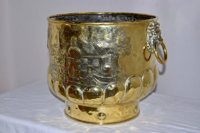 19th Century Dutch Brass Log Bucket at 1stDibs