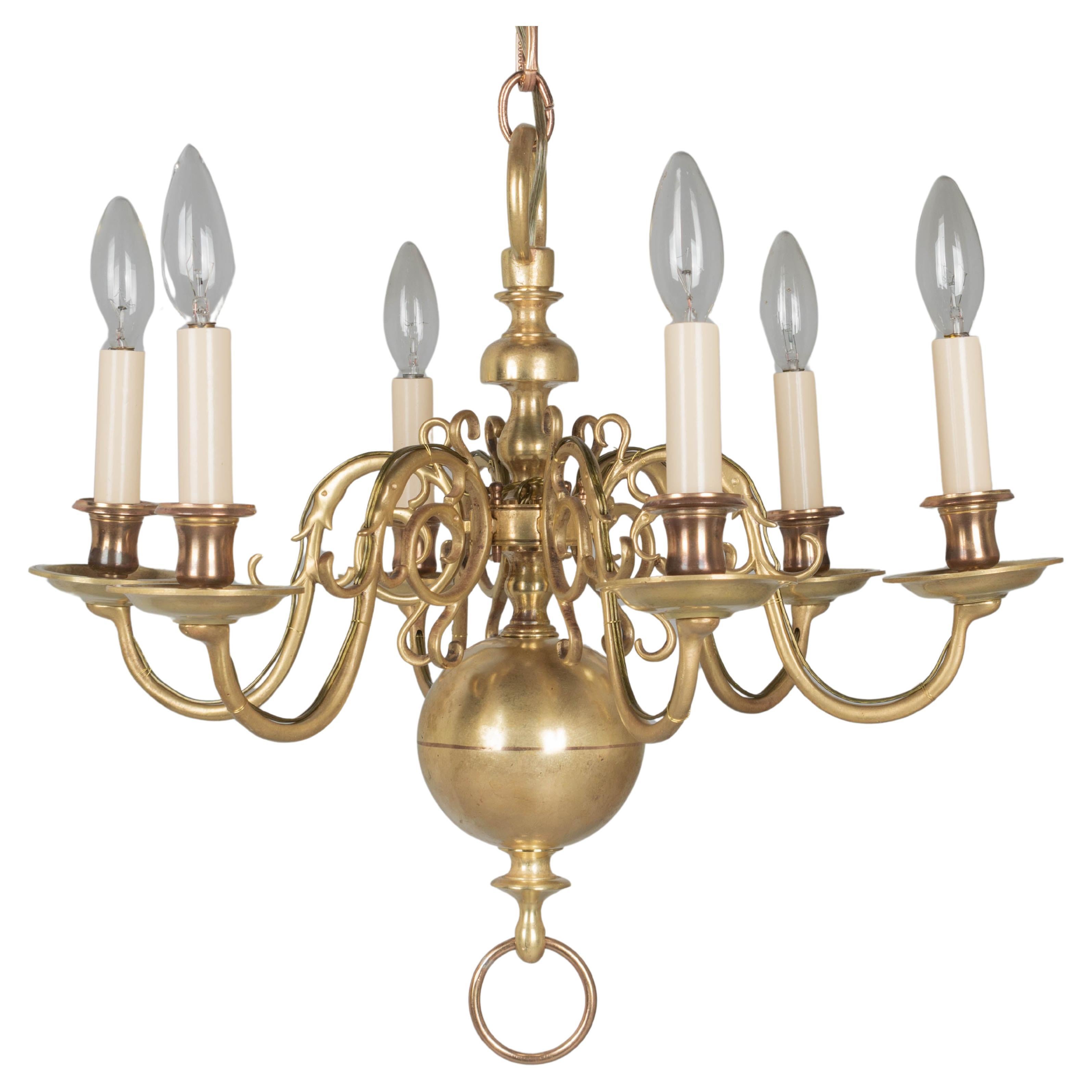 Vintage Dutch Colonial Brass Chandelier For Sale at 1stDibs