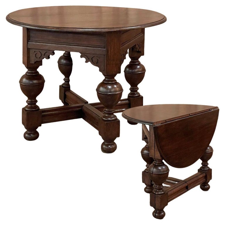 19th Century Dutch Drop Leaf Table, Demilune Console For Sale at 1stDibs