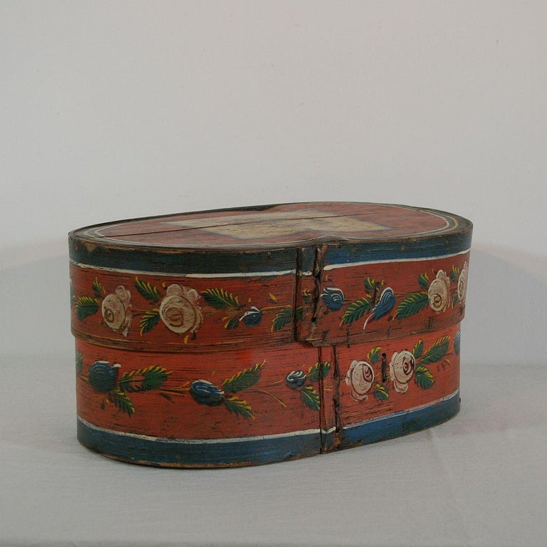 19th Century Dutch Folk Art Painted Bentwood Box at 1stDibs