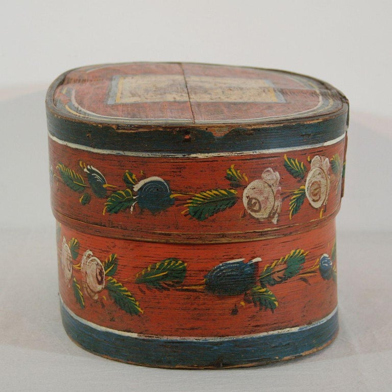 19th Century Dutch Folk Art Painted Bentwood Box at 1stDibs