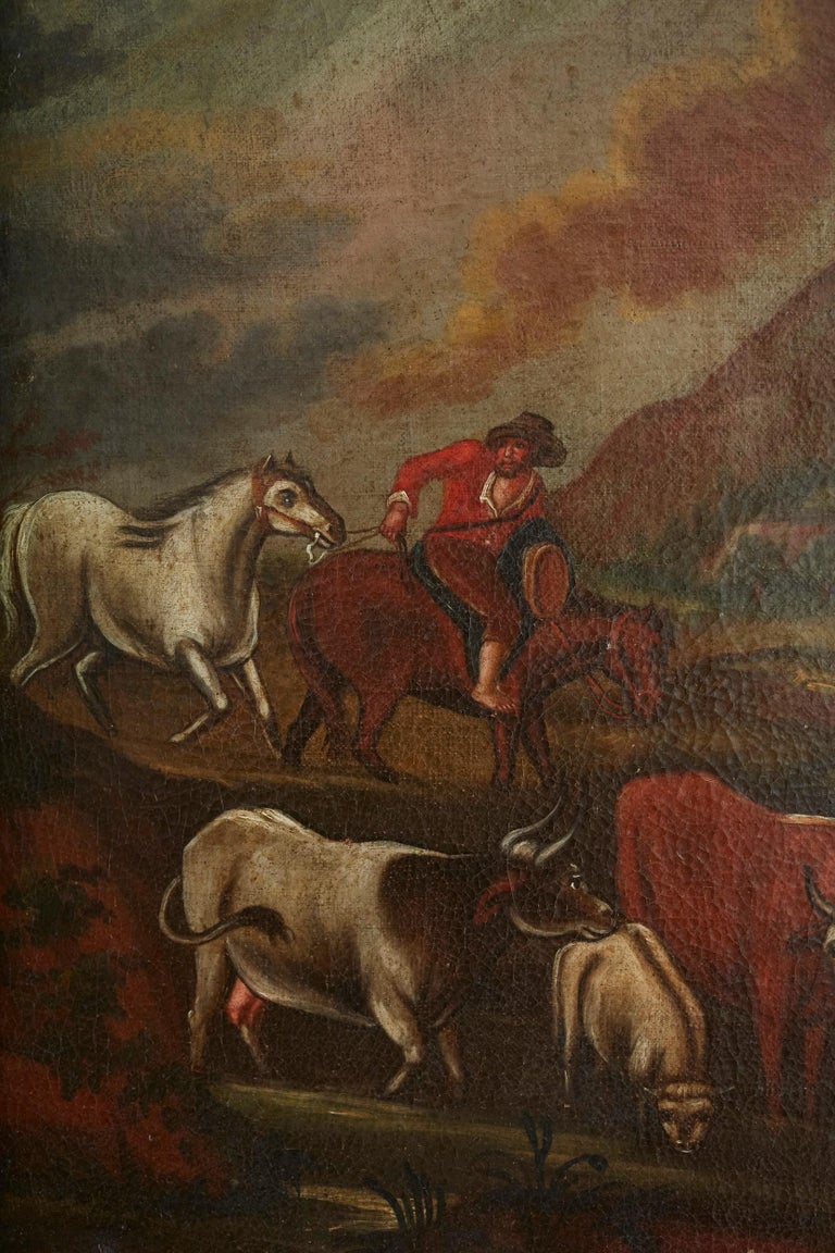 19th Century Dutch Gilt Wood Framed Oil Canvas For Sale at 1stDibs