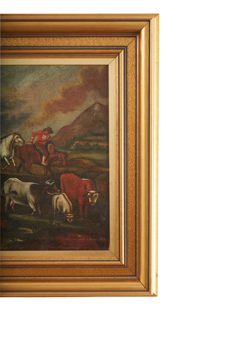 19th Century Dutch Gilt Wood Framed Oil Canvas For Sale at 1stDibs